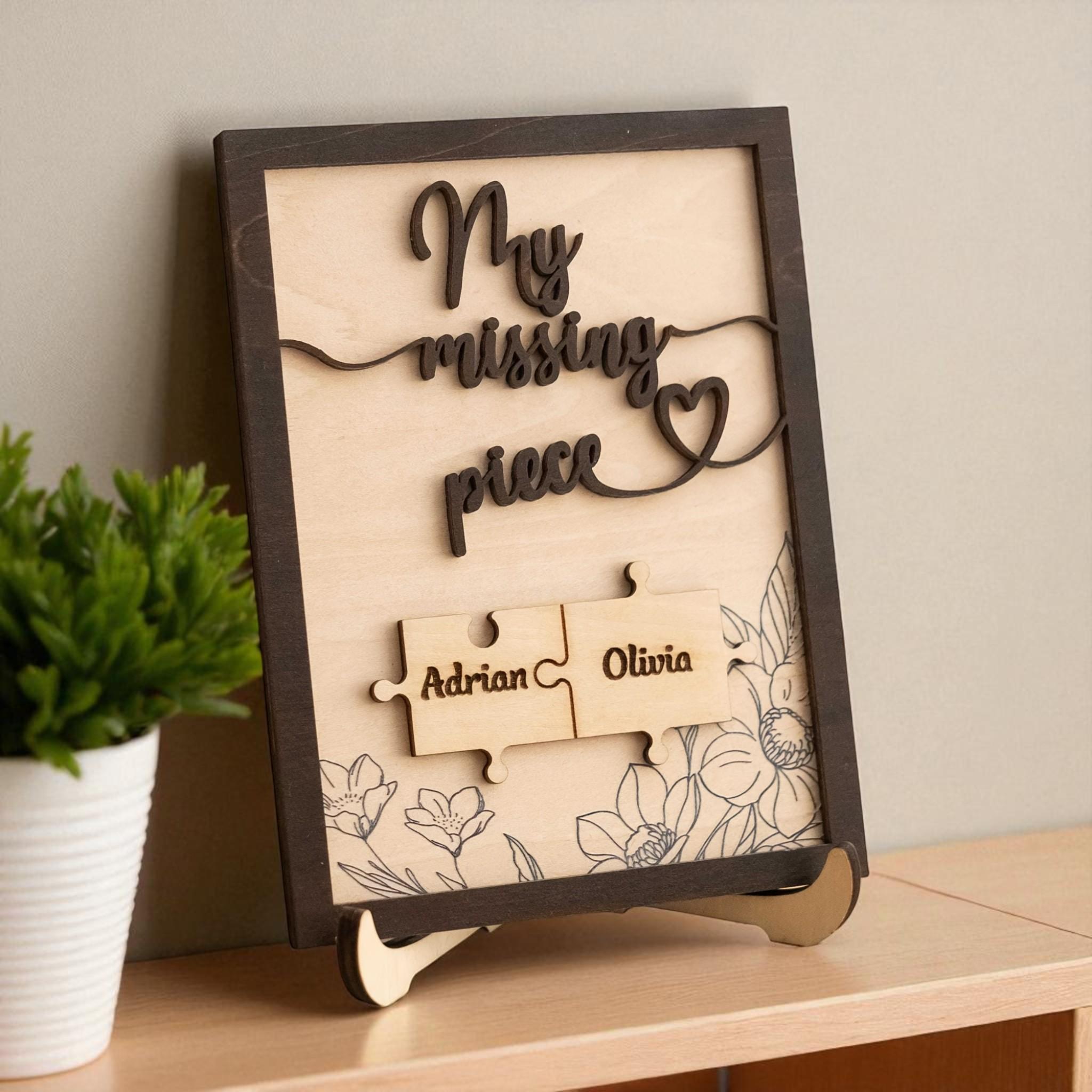 Missing Piece Puzzle Frame | Personalised Couple Gift Handmade Wood ...
